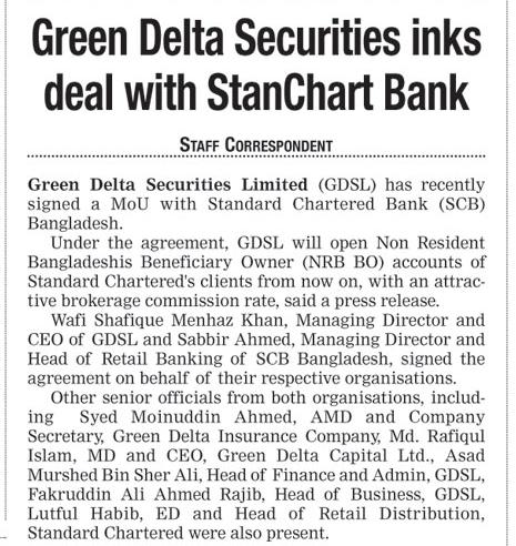 Agreement between Green Delta Securities Limited and Standard Chartered ...